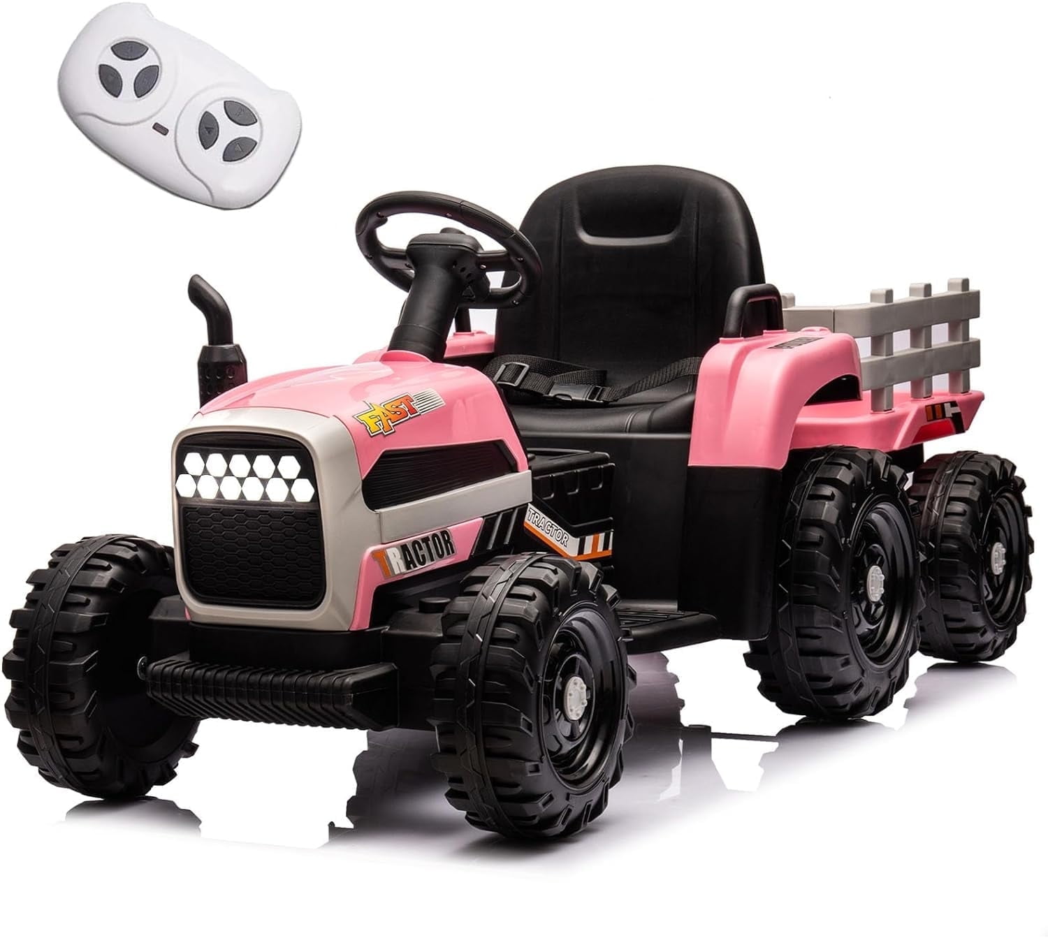 JIMUPARK 24V Kids Ride on Tractor with Trailer - Battery Powered ...