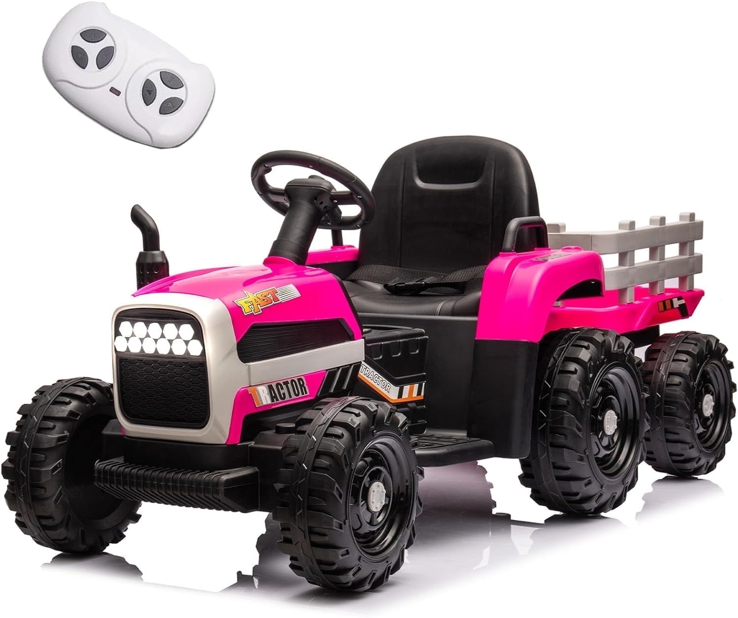 JIMUPARK 24V Kids Ride on Tractor with Trailer, Battery Powered ...