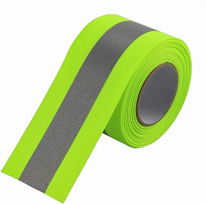 JINBING Silver Sew On Reflective Tape for Clothing Safety Fabric Webbing Trim Strip Green 2" x ...