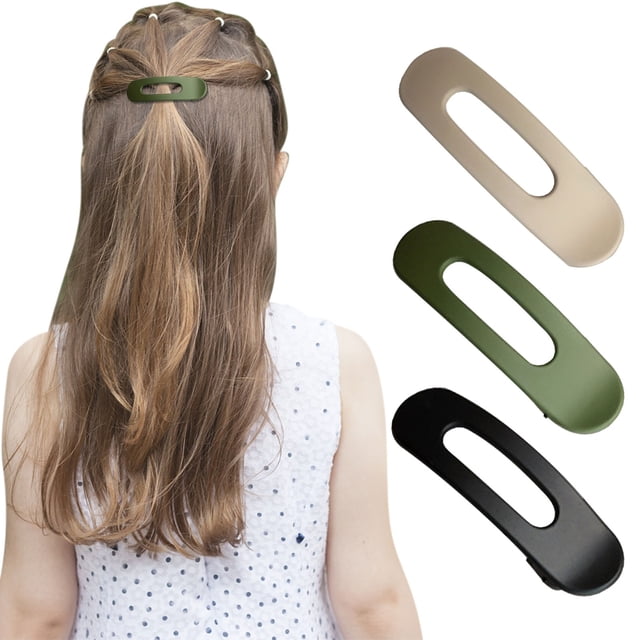 JINCBY 3-Pack Women's Flat Hair Clips - Straight Claw Clips Large Flat ...