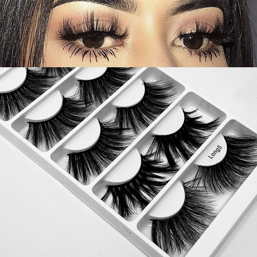JINCBY Clearance,5Pairs Natural Long Thick Black False Eyelashes ...