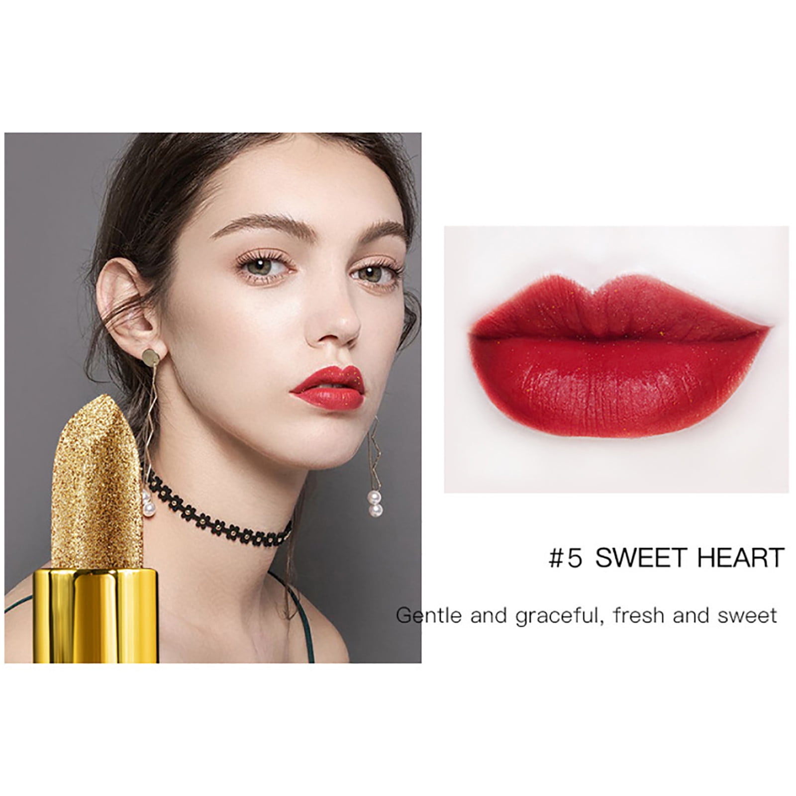 JINCBY Clearance,Glitter Lipstick Moisturizing Makeup Velvet Matte Gold ...