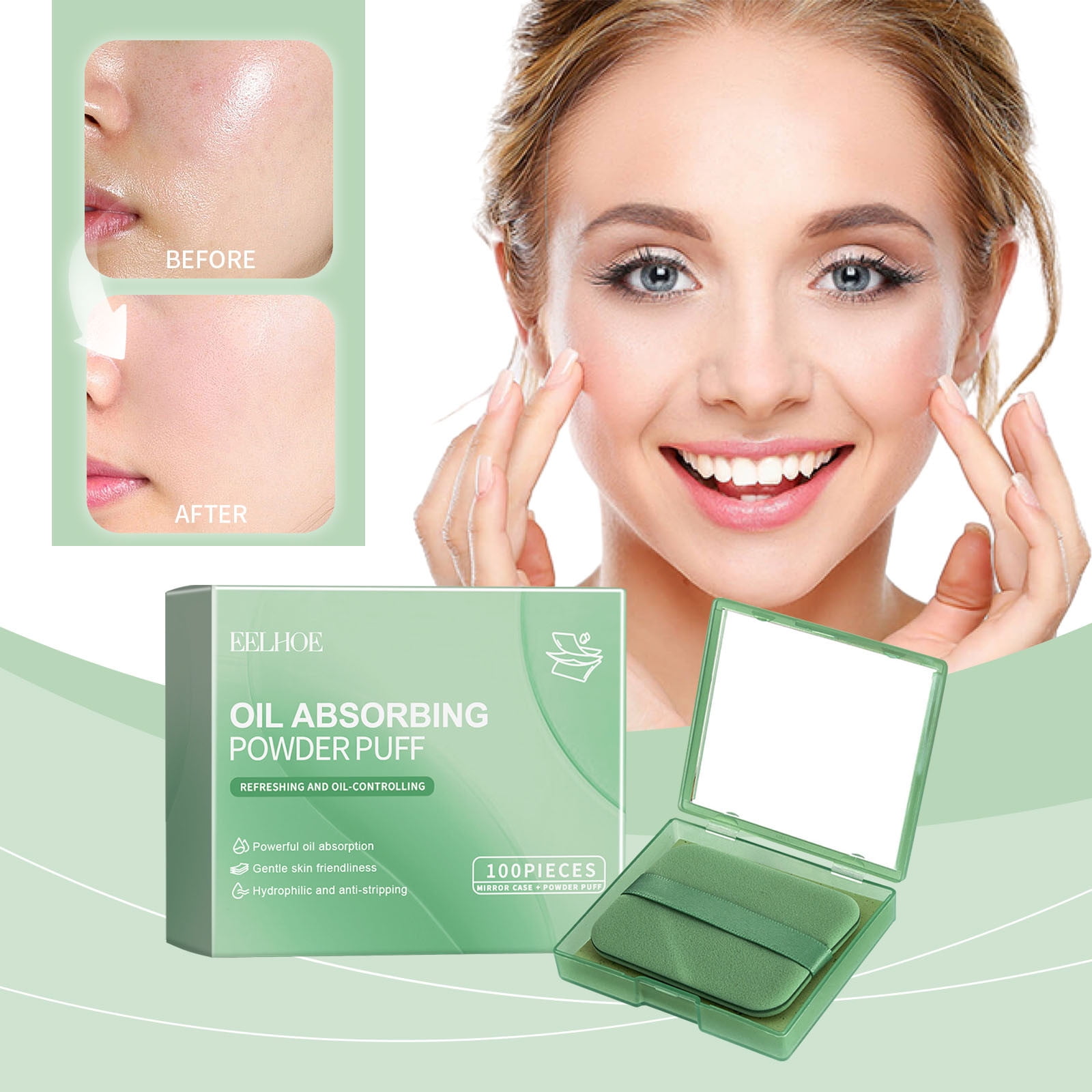 JINCBY Skin Care,Green Tea Oil Blotting Paper 100 Sheets Oil Blotting ...