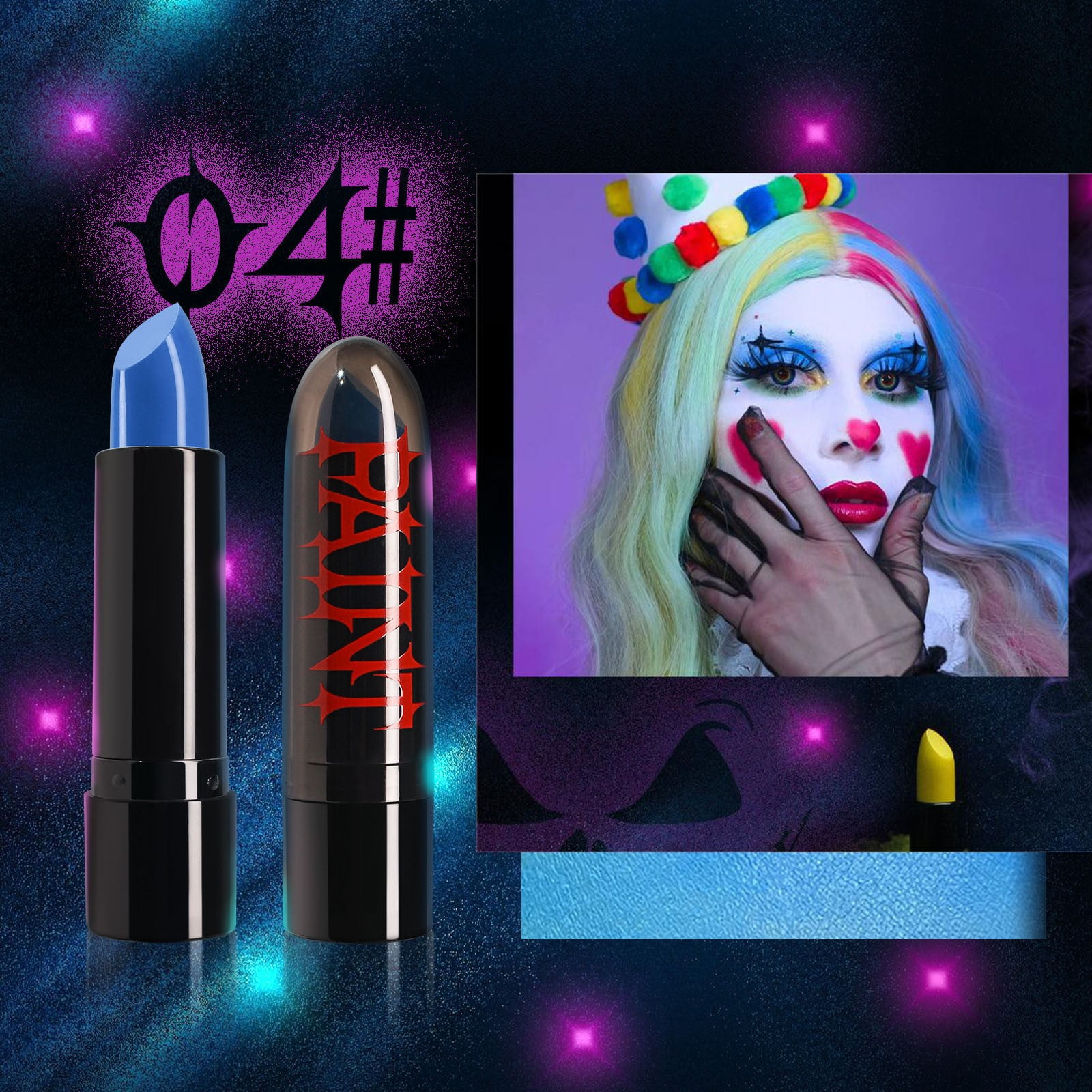 JINCBY Skin Care,Halloween Lipstick Black White Red Green Blue Easy ...