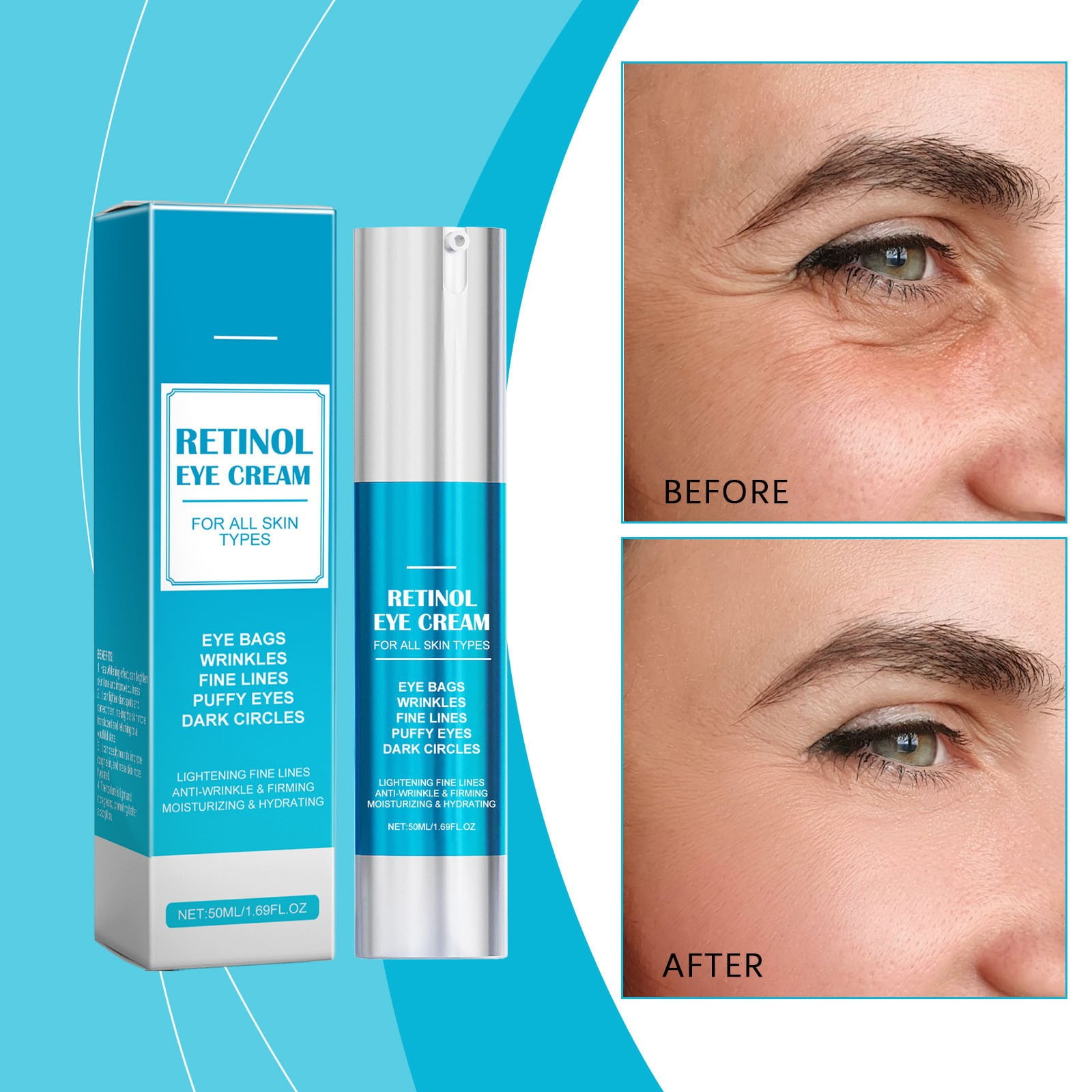 JINCBY Skin Care,Retinol Aging Eye Cream Lifts Tightens Lightens ...