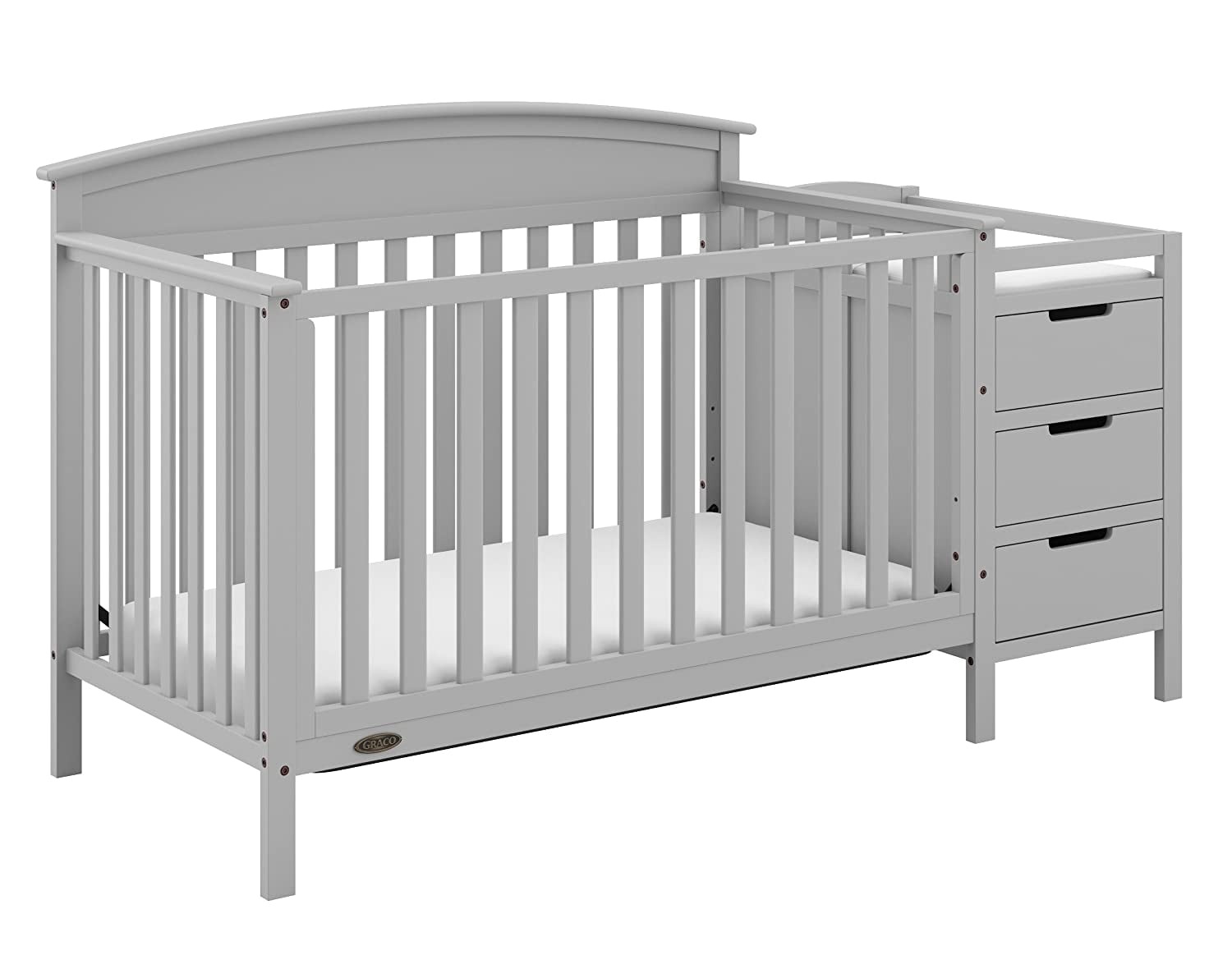 JINCHANCHAN Benton 4-in-1 Convertible Crib and Changer (Pebble Gray ...