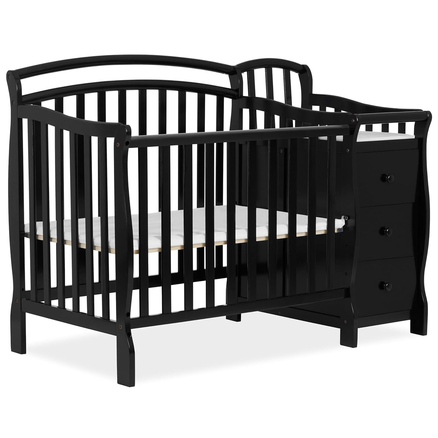 JINCHANCHAN Casco 3-In-1 Mini Crib And Changing Table In Black ...