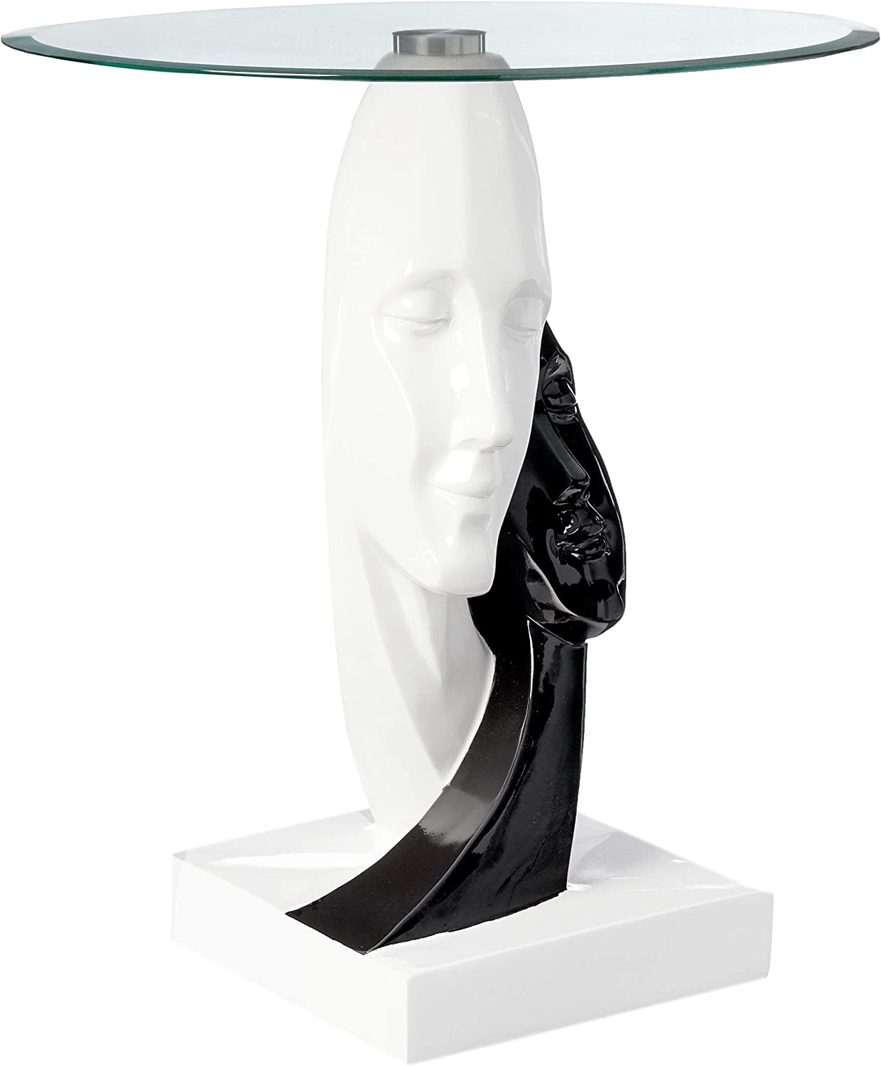 JINCHANCHAN Lovers Sculptural Glass-Topped Table, two tone black ...