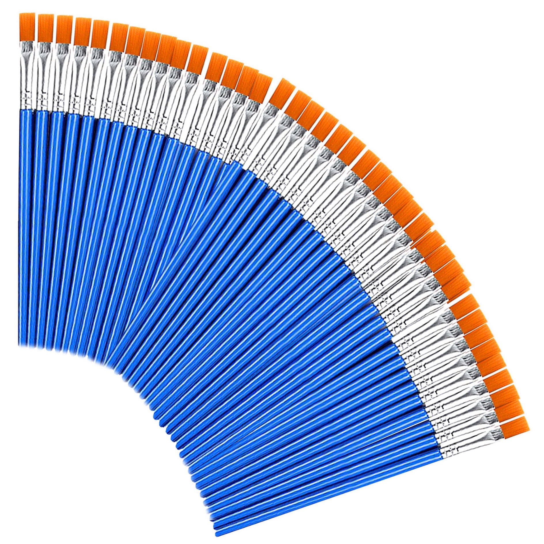 JINDUODUO 60 Pcs Flat Short Small Paint Brushes for Kids, Plastic ...
