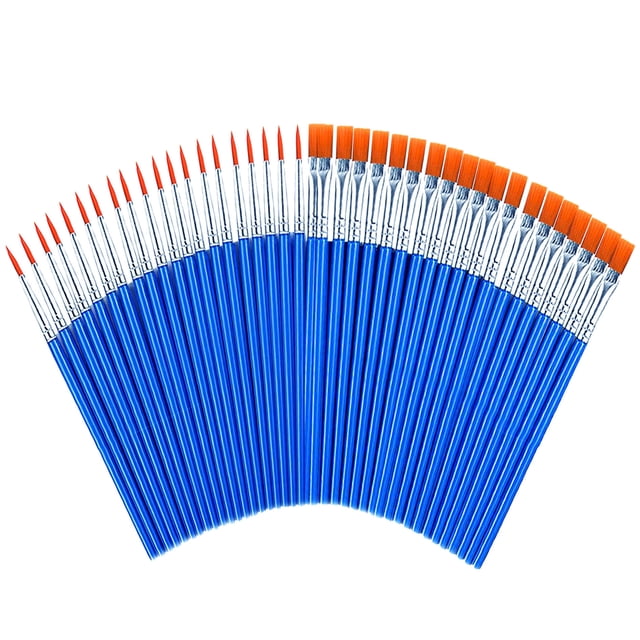 JINDUODUO 60 Pcs Paint Brushes Bulk for Crafts, Round Flat Small Brush ...