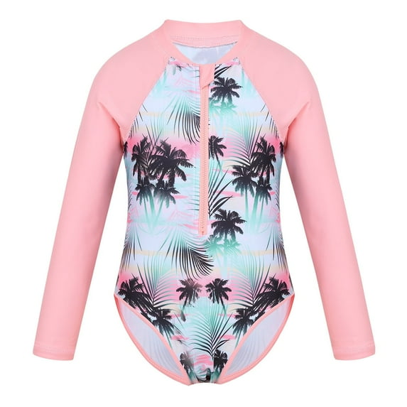 JINGDAN Kids Girl Long Sleeve Rash Guard Rashguard Swimsuit with UPF 50 ...