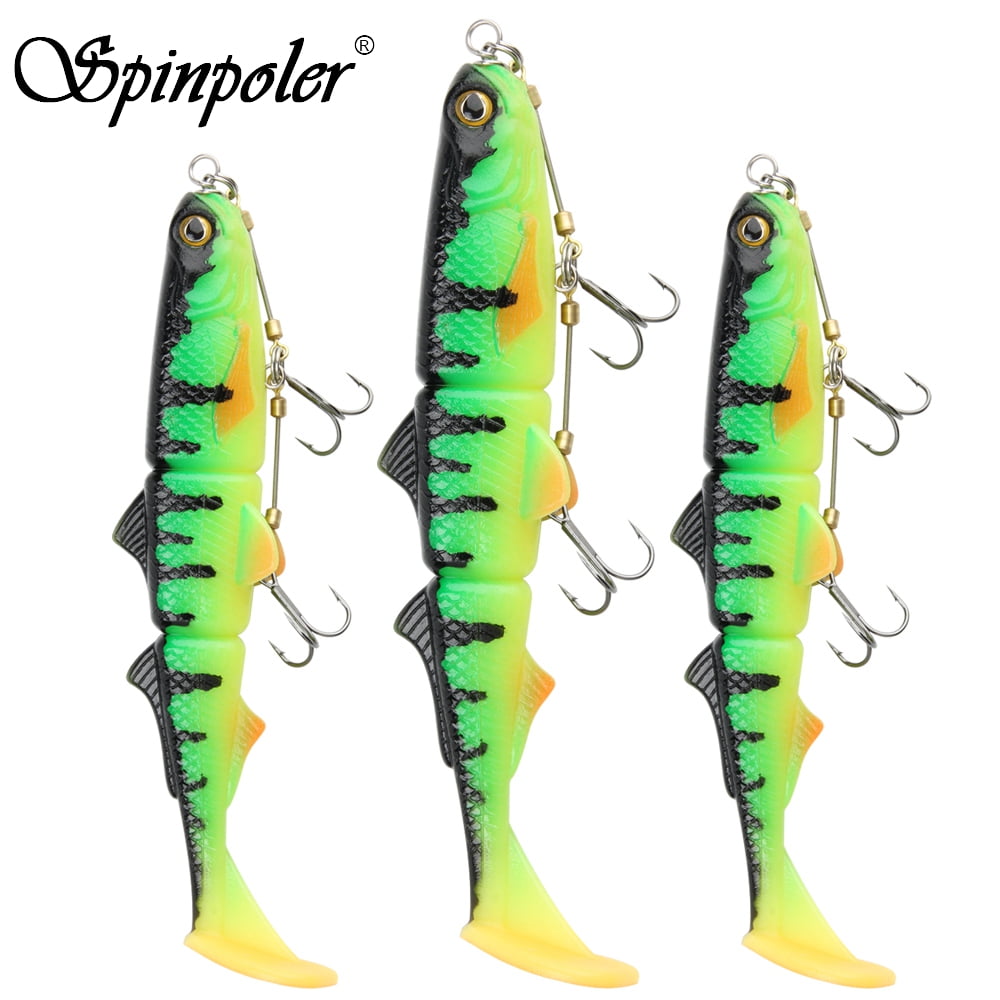 JINGDAN Pike Stinger Rig With 3-Jointed Soft Plastic Lures Swimbait ...