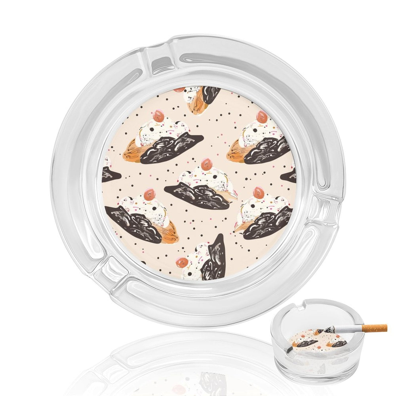 JINGDS Delicious Cannoli Pattern 347 Glass Ashtray, Round Crystal ...