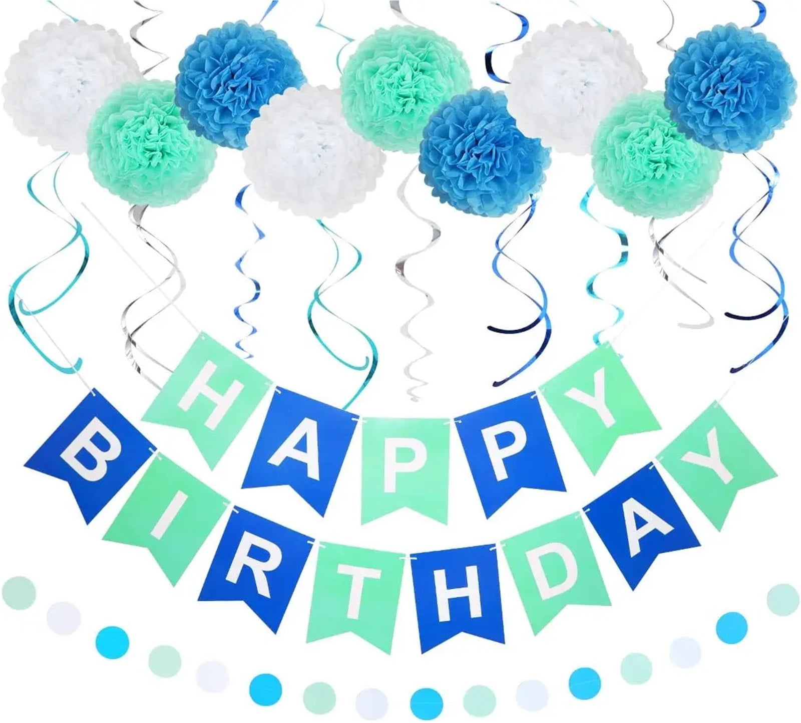 JINGHAO Birthday Decorations, Pack of | Happy Birthday Banner, Tissue ...