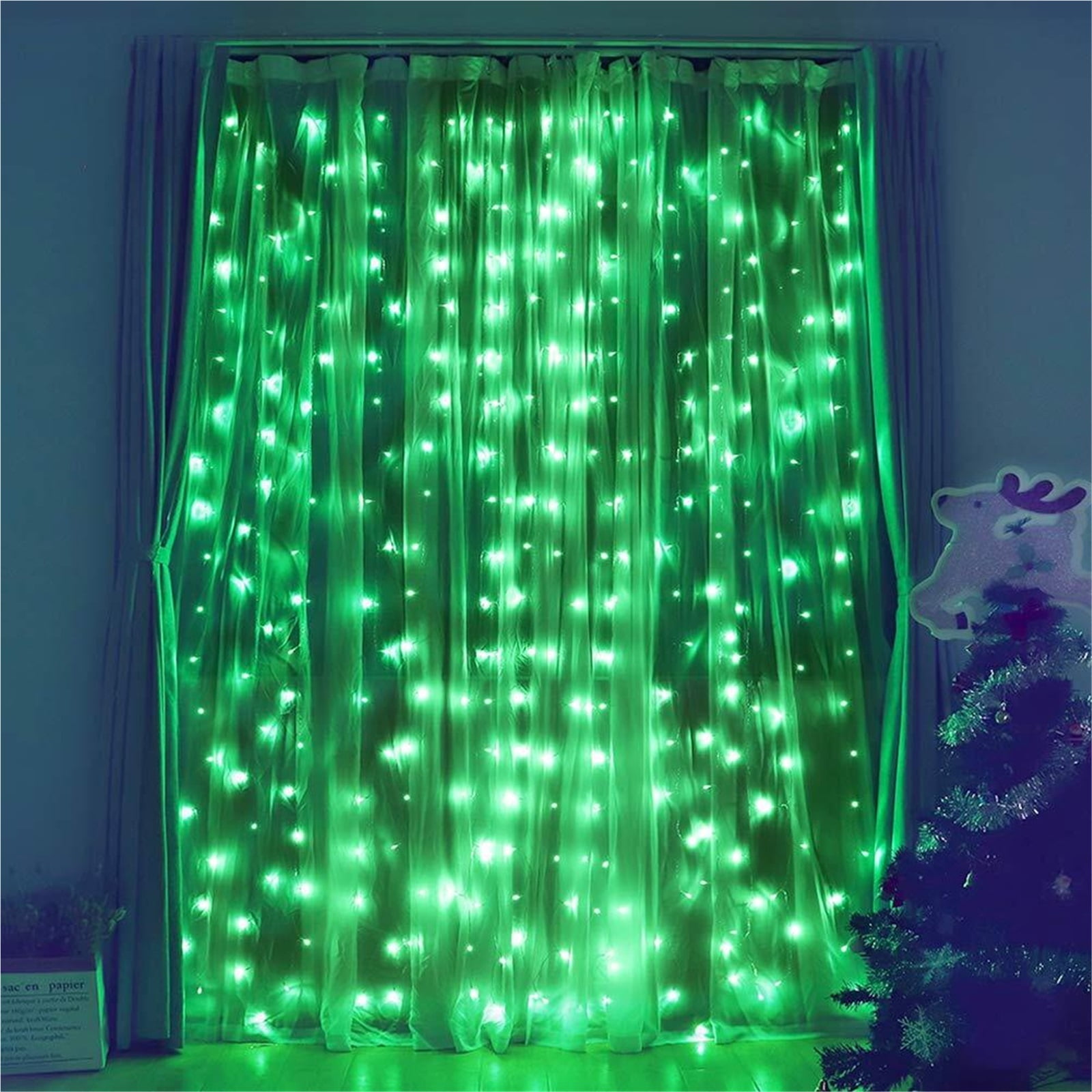 JINGHAO Curtain Lights Outdoor, Hanging String Lights Plug in with 8 ...