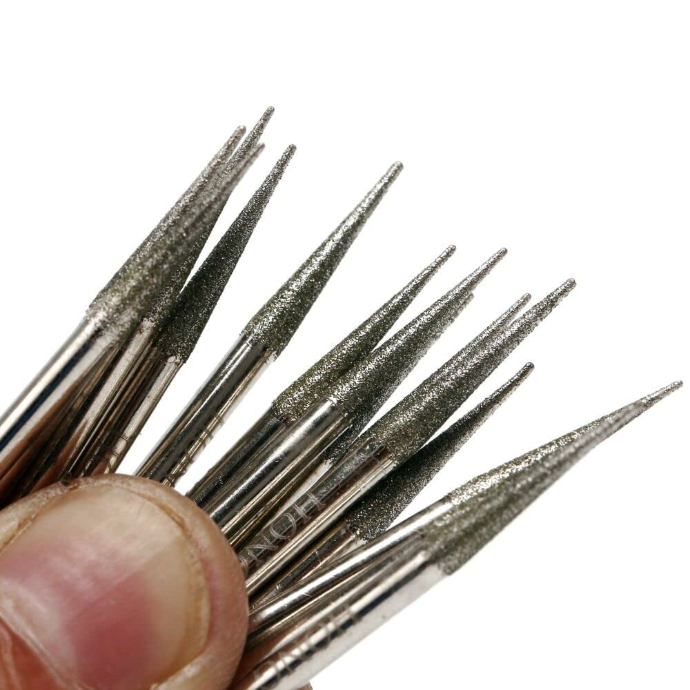JINGLING 30Pcs 3.2mm Tapered Point Diamond Grinding Bit 1/8" Cone ...