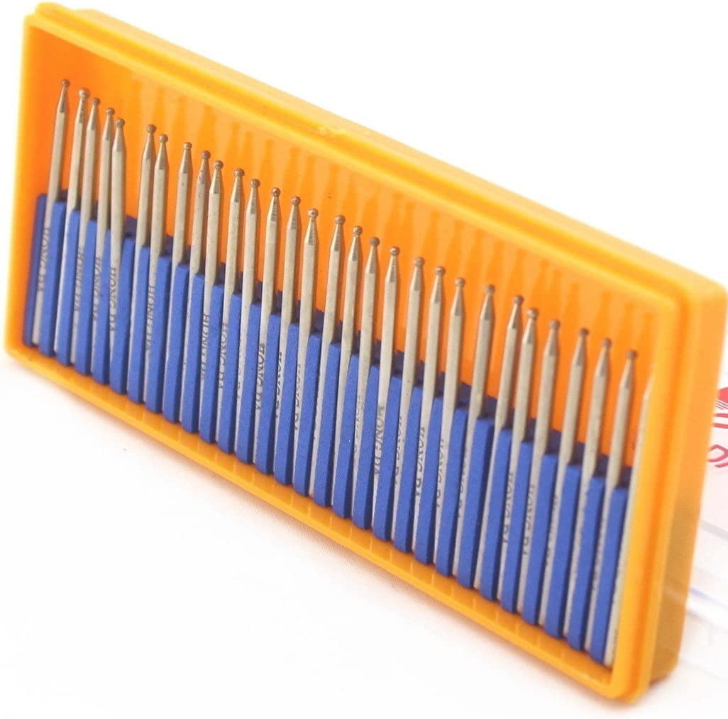 JINGLING Diamond Grinding Bits 1.5mm Spherical Head Bur for Dremel Pack ...