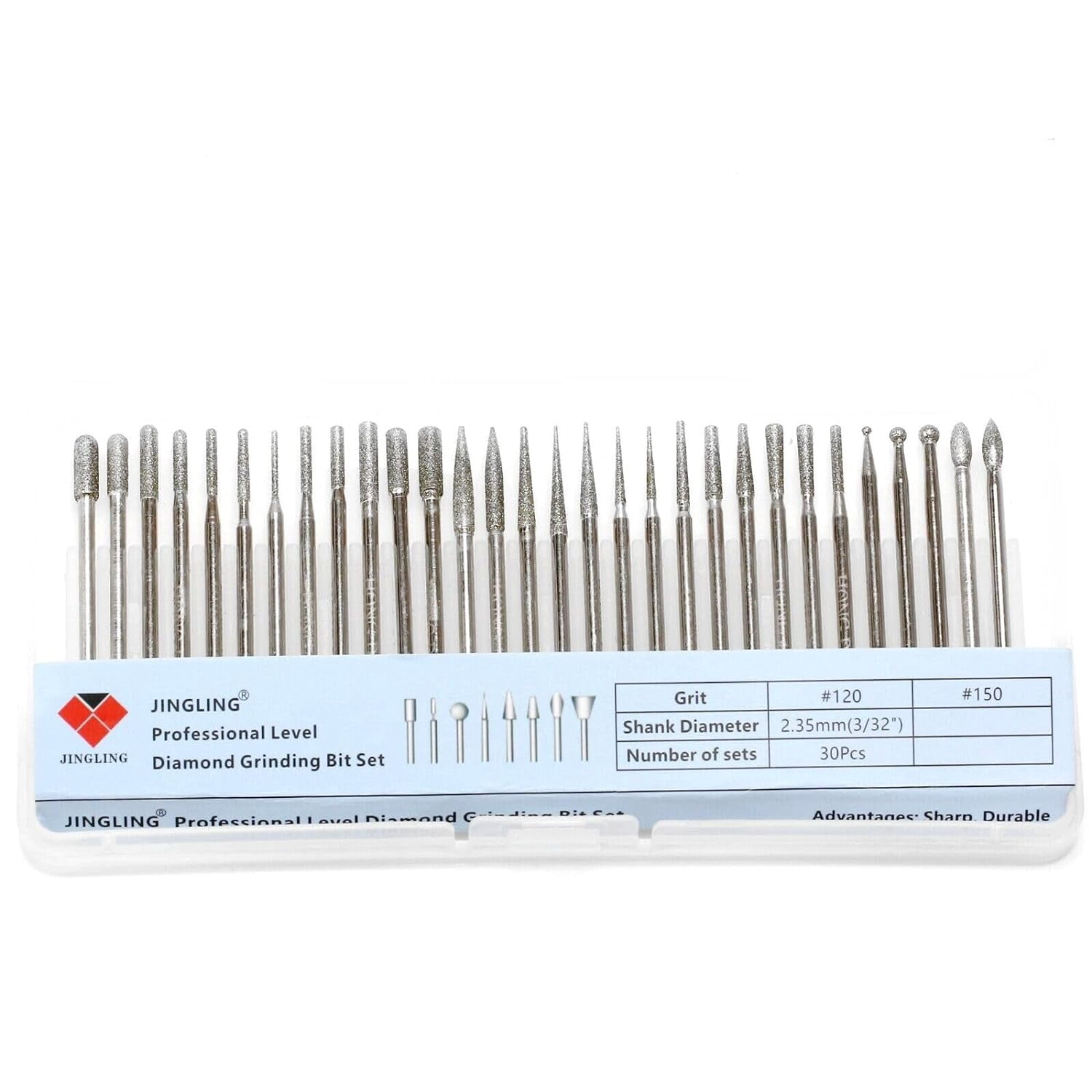 JINGLING Diamond Grinding Bits Set Stone Carving Tools Jewelry Files 3/ ...