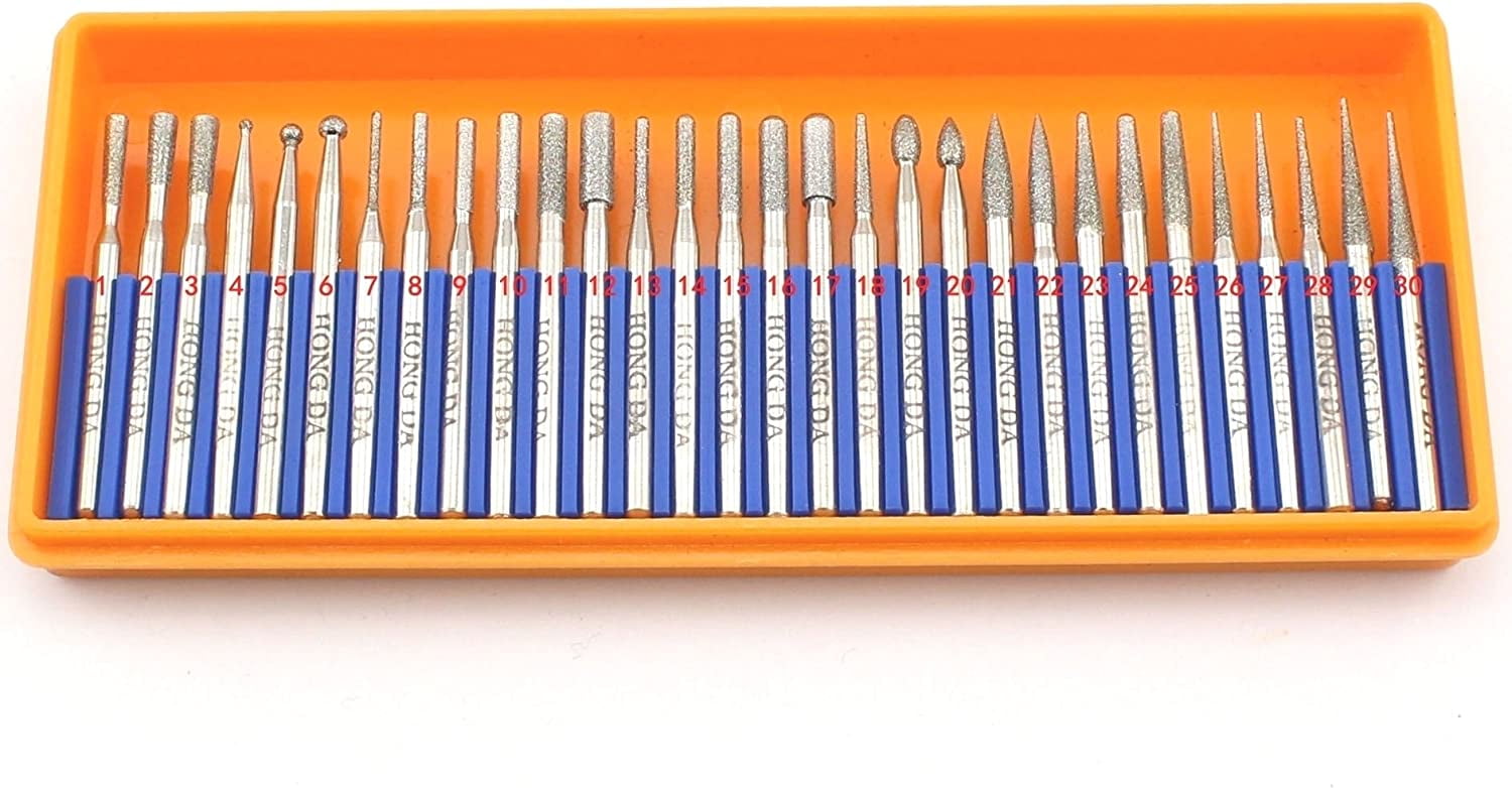 JINGLING Diamond Grinding Head Set Carving Burr Rotary Bit for Dremel ...