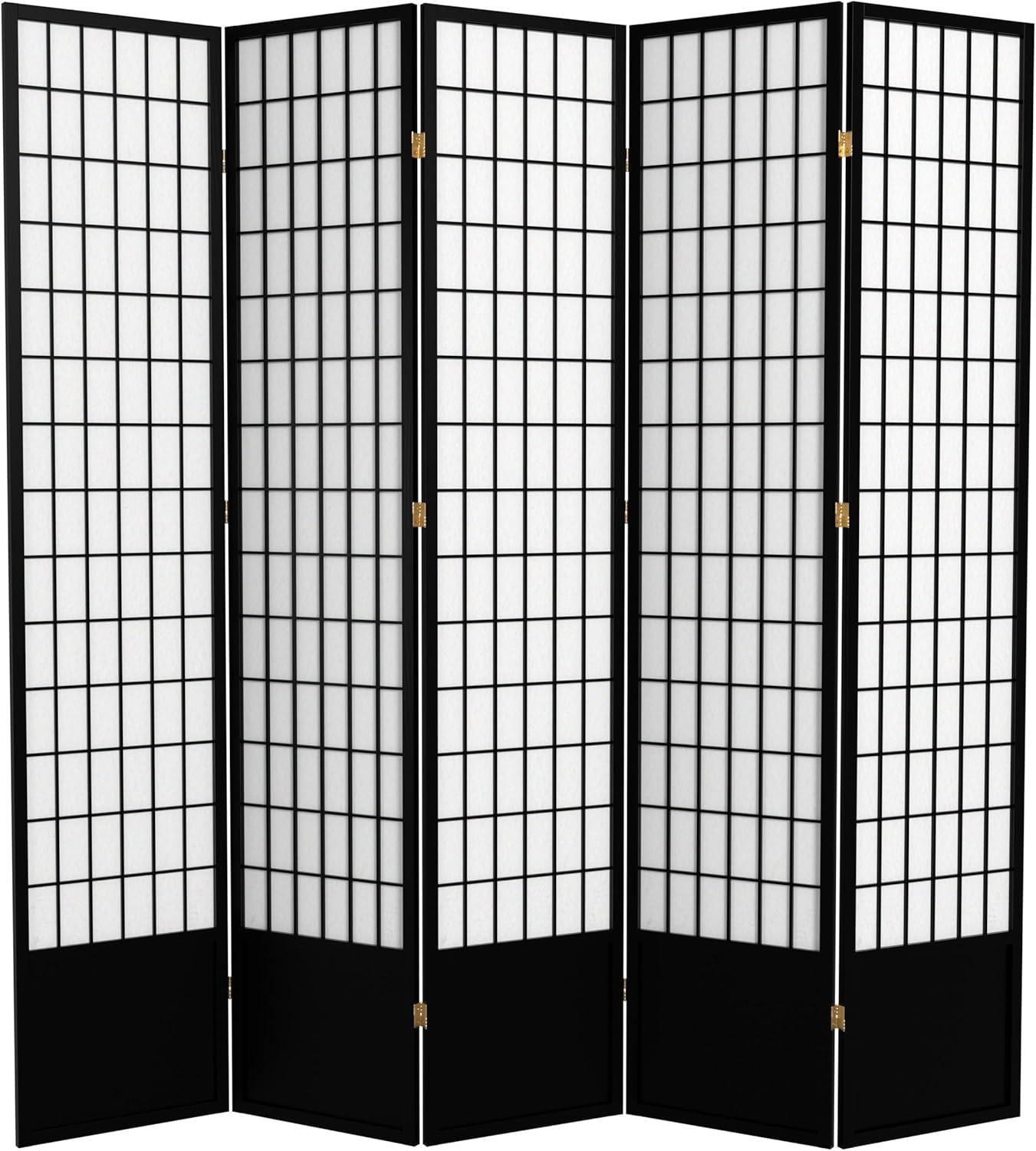 JINGRONG 7 ft. Tall Window Pane Shoji Screen-Black-5 Panels Room Divider - Walmart.com