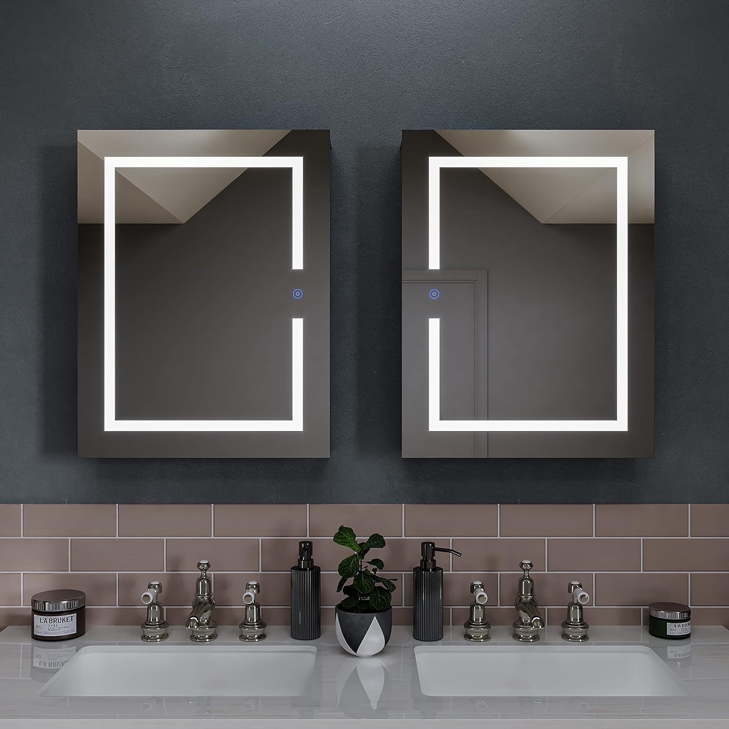 JINGRONG Caballo LED Aluminum Bathroom Storage Vanity Mirror with ...