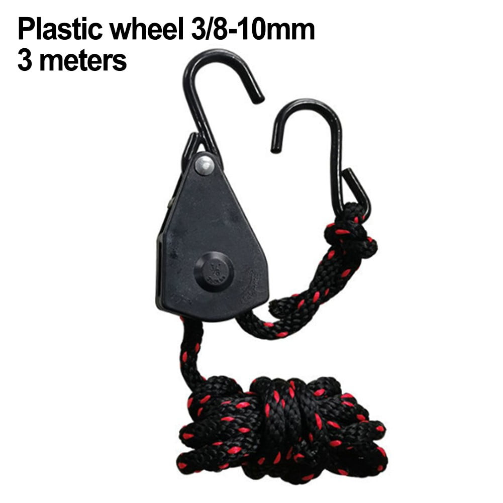 JINGT 1 Set 1/4 3/8 Inch Pulley Adjustable Rope Fastener Hangers ...