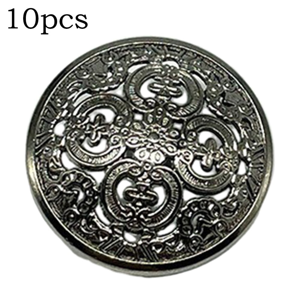 JINGT 10Pcs Round Metal Buttons Hollow Carved Sewing for Jacket Suits ...