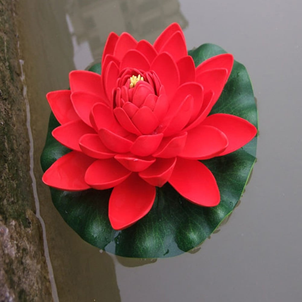 JINGT 18cm Artificial Water Lily Floating Lotus Flower Pond Aquarium ...