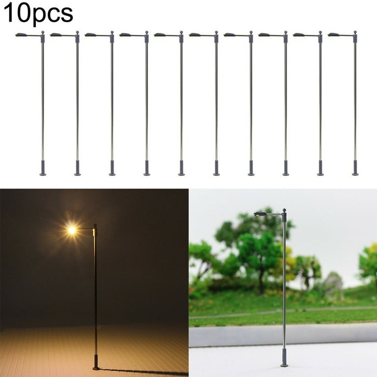 Ho Scale Lighted Lamp Post BNF 10Pcs Model Railway Train Model Street