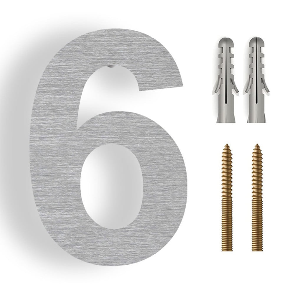 JINGT 6 Inch House Number Sign Outdoor Silver Door Numbers Plate Home ...