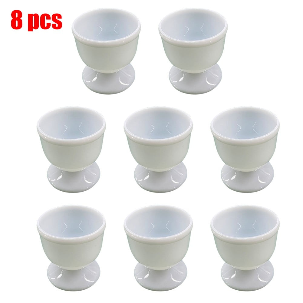 JINGT 8pcs White Egg Cup Holder Hard Soft Boiled Eggs Holders Cups for ...