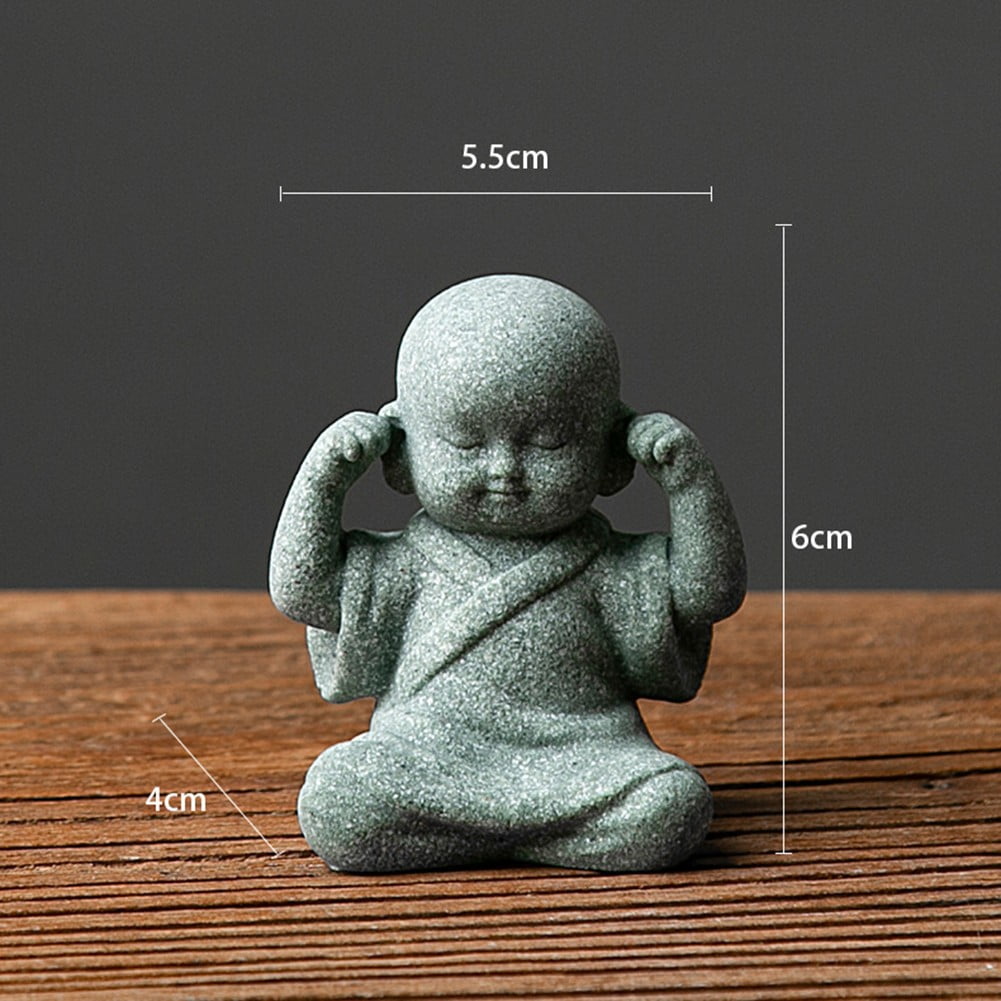 JINGT Small Wise Buddha Monk Figurines Ornaments Statues See Speak Hear ...