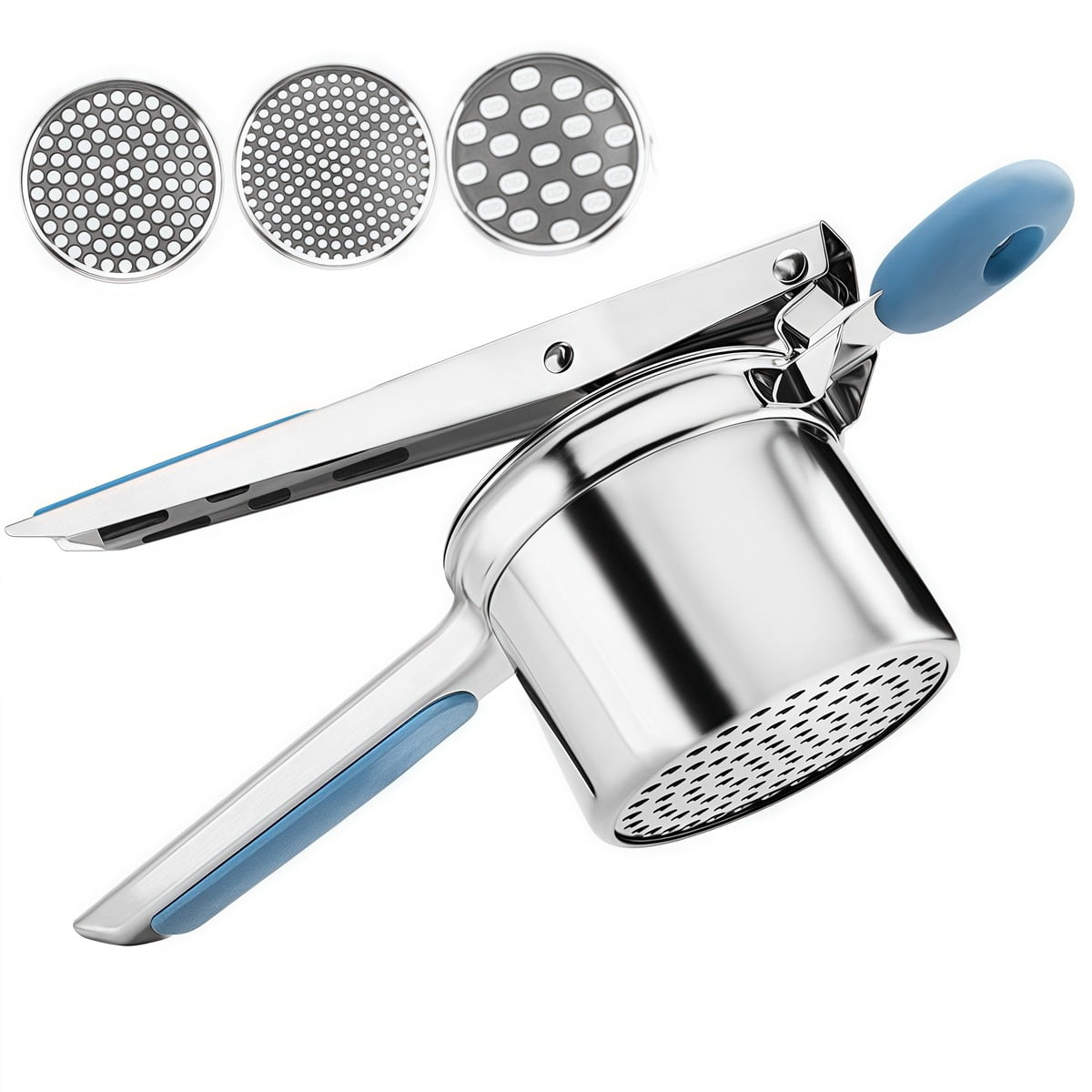 JINGT Stainless Steel Potato Masher Kitchen Press Tool With 3 Discs For ...