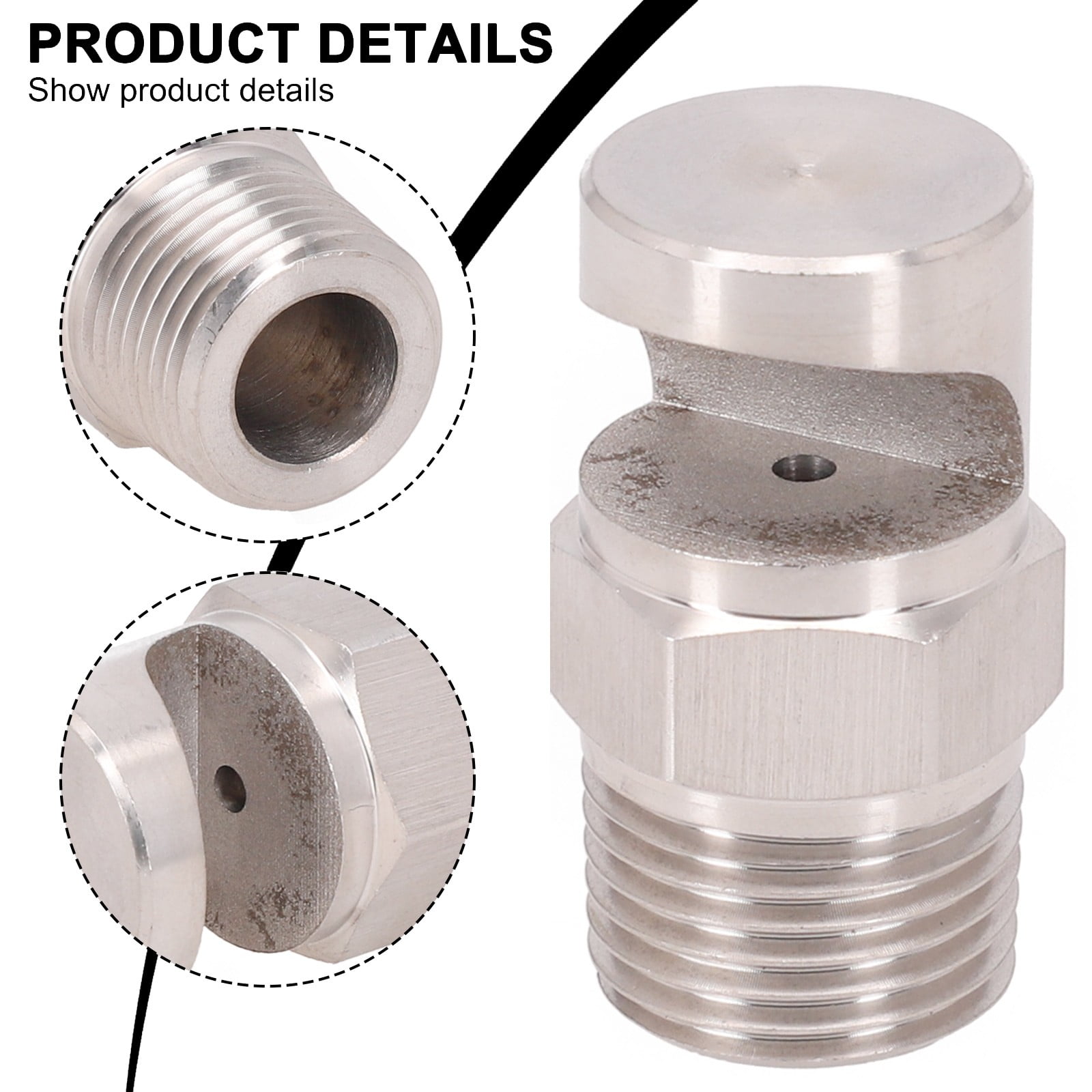 JINGT Wide Spray Angle Boomless Nozzle (1/2” for Bsp) Stainless Steel ...