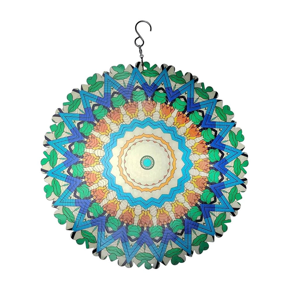 JINGT Wind Spinners Mandala Wind Spinner 3D Wind Spinner Hanging Metal ...