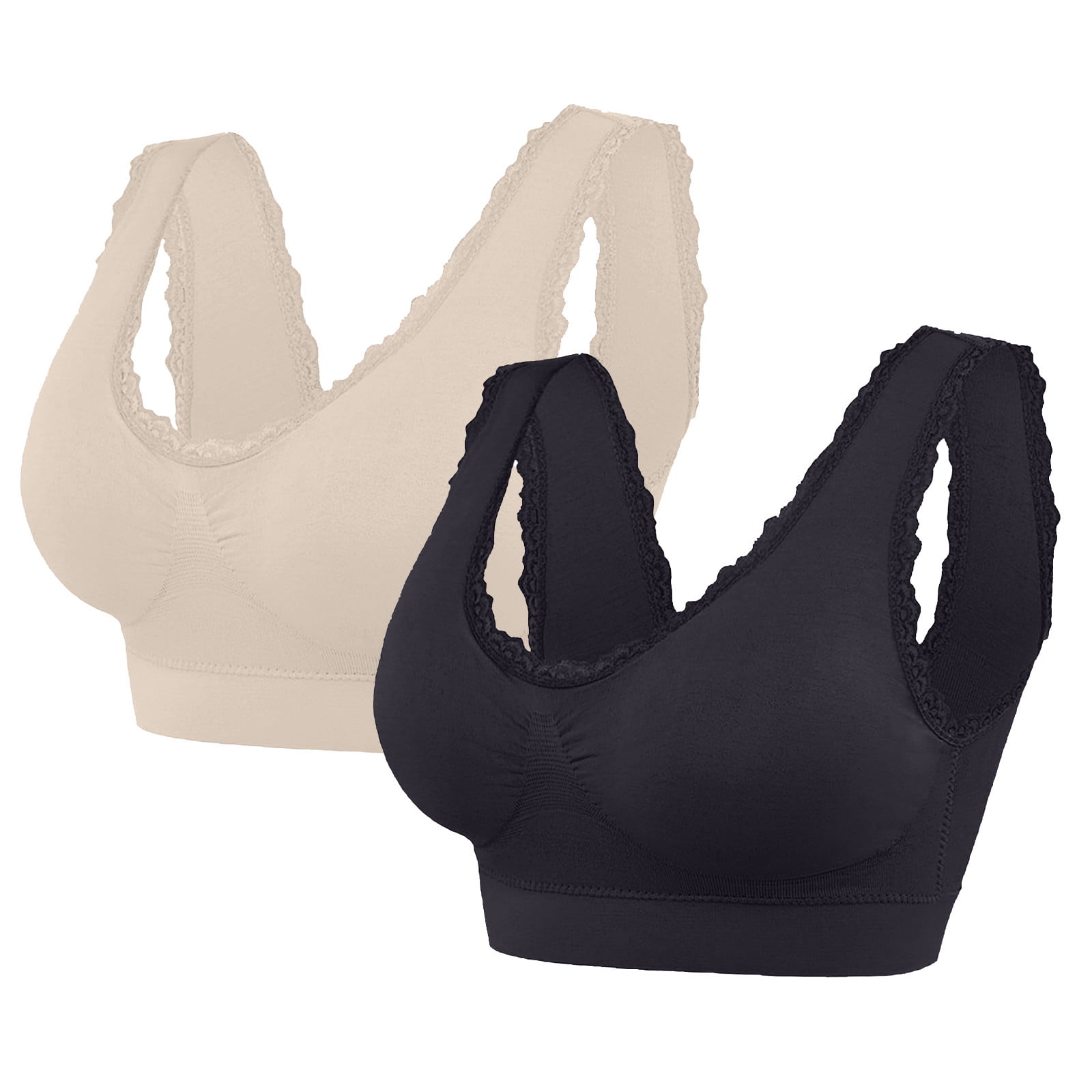 JINGWANGYHBD 2 Pcs Bras for Women No Underwire Bras Push Up Bra ...