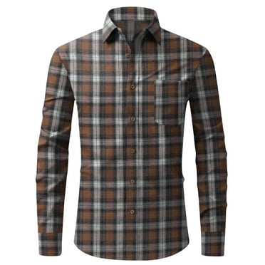 Generic Men’s Plaid Flannel Shirts-Long Sleeve Casual Button Down Slim ...