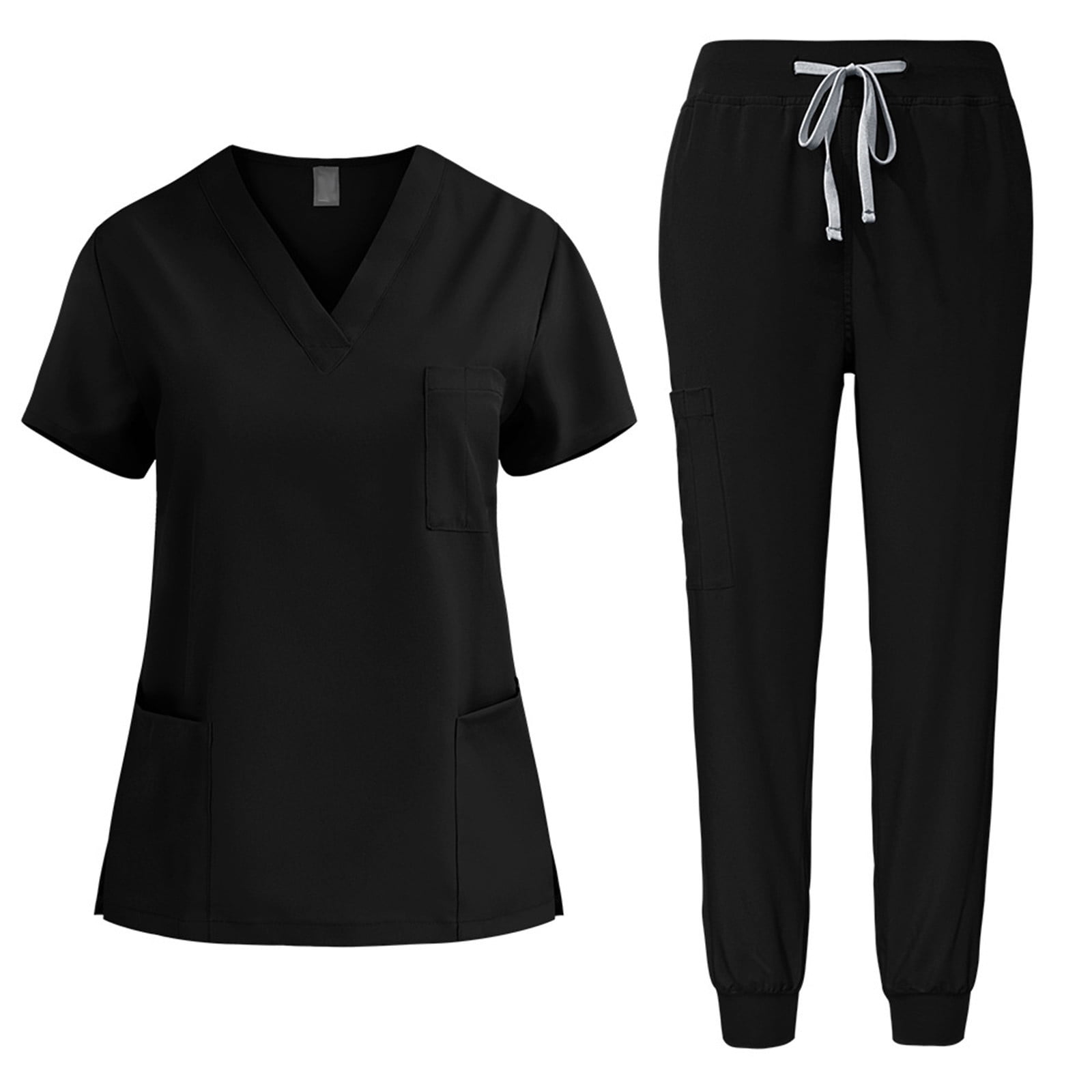 JINGWANGYHBD Women's Nurse Scrub Sets Loose Fit Housekeeping Uniform 4 ...