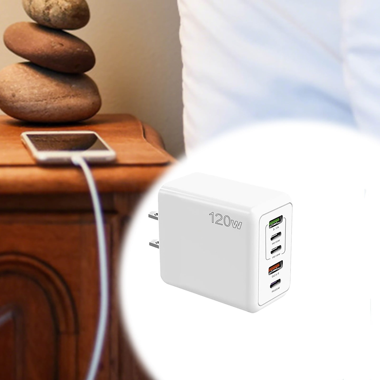 JINGXI 120W Fast Charger With 5 Ports 3PD+2USB Multiport Charger Block ...