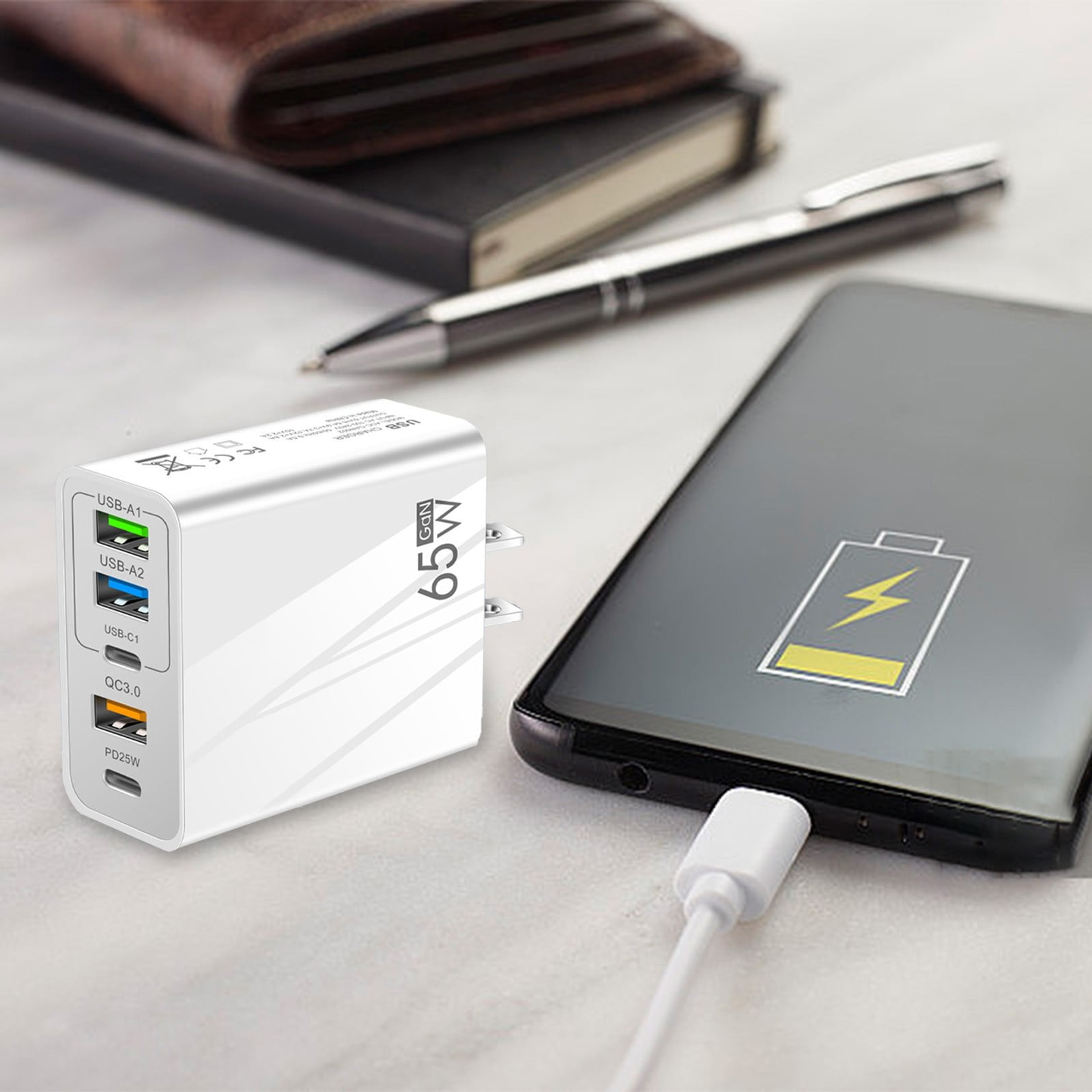 JINGXI 3.1A Type C PD+3USB Port Travel Charger Standard 65W Fast ...