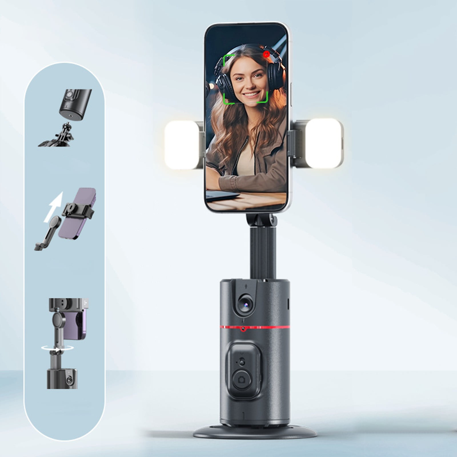 JINGXI Auto Face Tracking Phone Holder 360°Rotation Motion Sensor Track ...