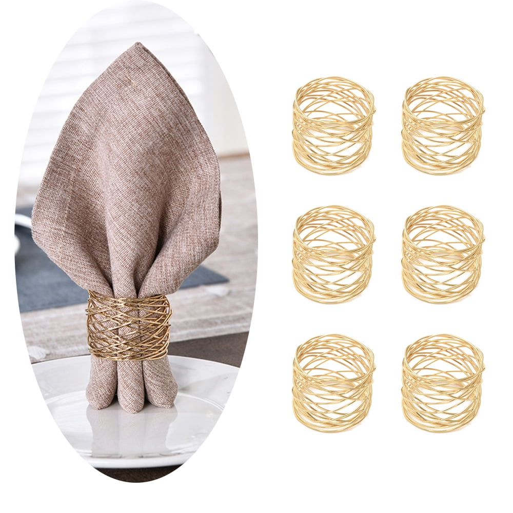 JINGYANG Handmade Round Mesh Napkin Rings Holder for Dinning Table ...