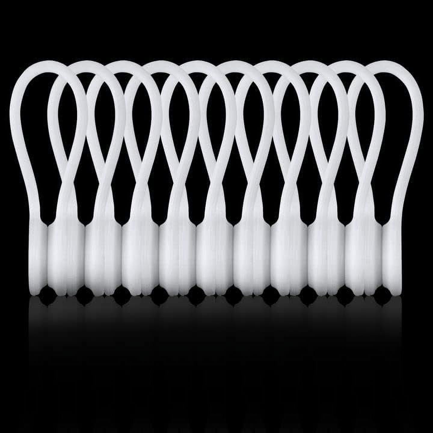 JINGYANG White Magnetic Cable Ties 10-Pack, Silicone Cord Twist Ties ...