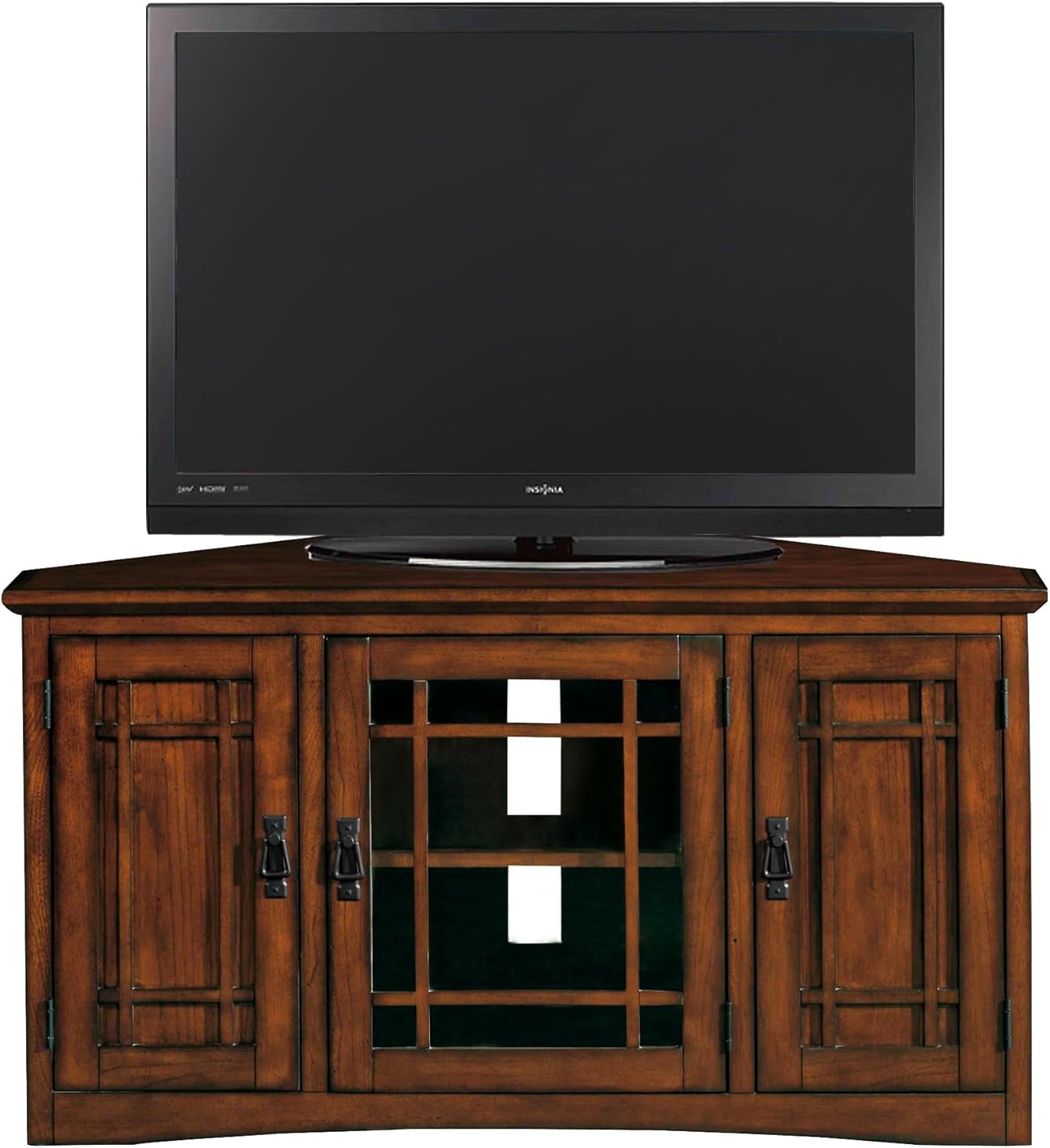 JINGYUN 82385 Solid Wood Mission Corner TV Stand for 50" TVs, Living Room Entertainment Center ...