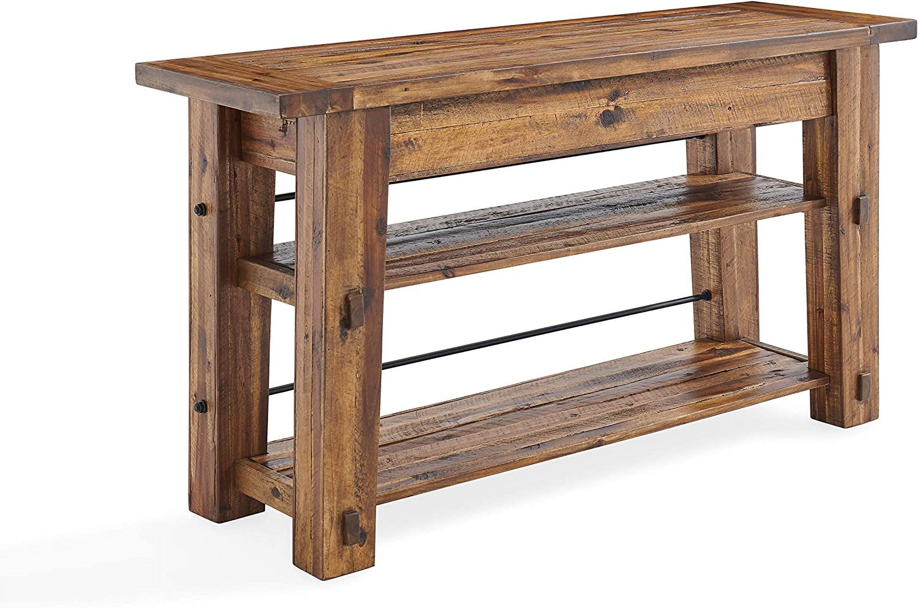 JINGYUN Durango 54" L Industrial Wood Console Table with Two Shelves ...