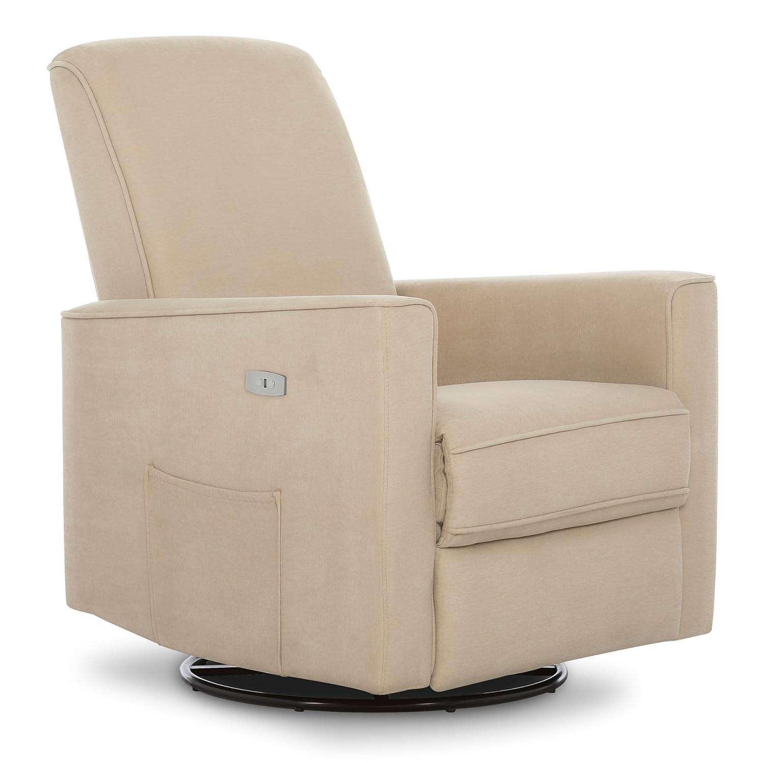 JINGYUN Harlow Deluxe Upholstered Plush Seating Glider Swivel, Power Recliner with USB Port ...