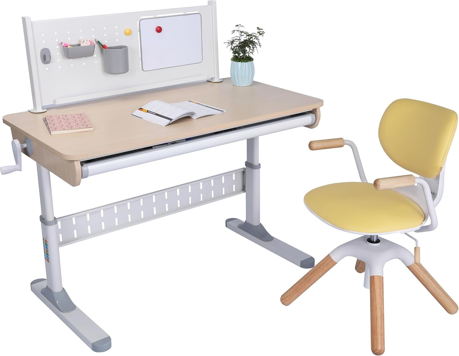 JINGYUN Height Adjustable Study Desk 43" with Drawer & Chair (Desk and ...