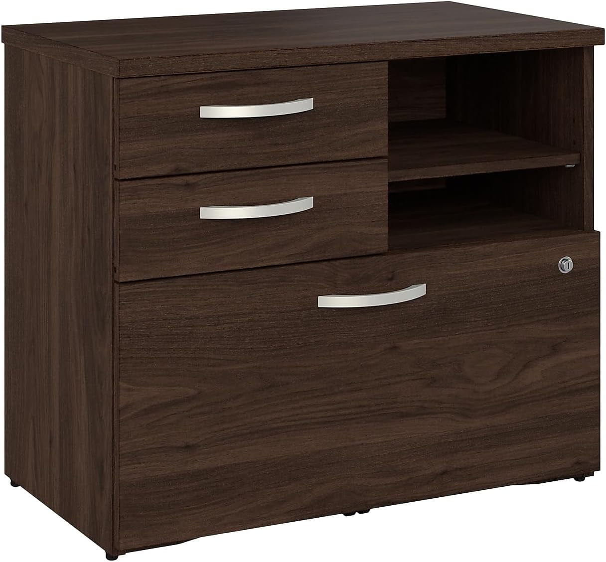 JINGYUN Studio C Office Storage Cabinet with Drawers and Shelves, Black Walnut (SCF130BWSU ...