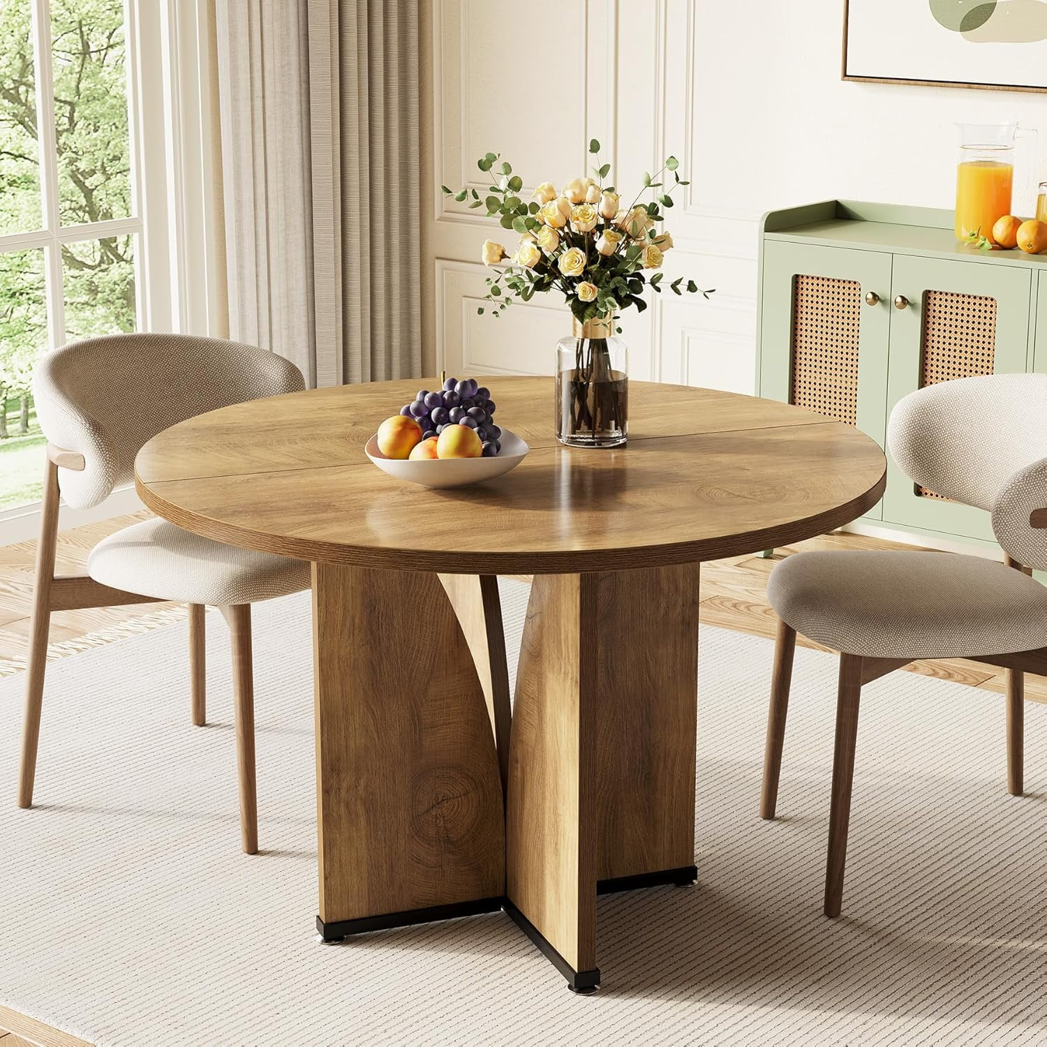 JINGZX 39-Inch Dining Table for 4, Rustic Farmhouse Kitchen Dinner ...