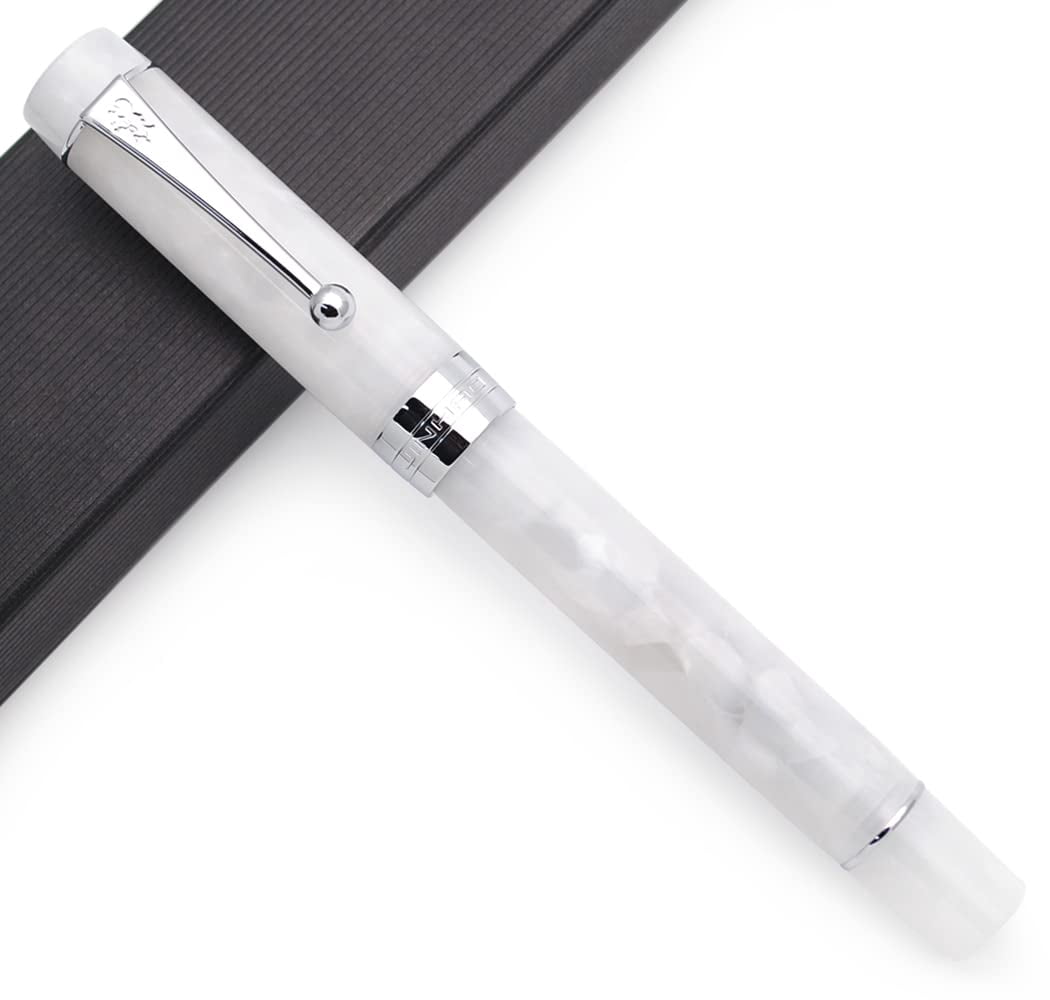 JINHAO 100 Fountain Pen with Ink Converter (Medium Nib 0.7mm, Snow ...